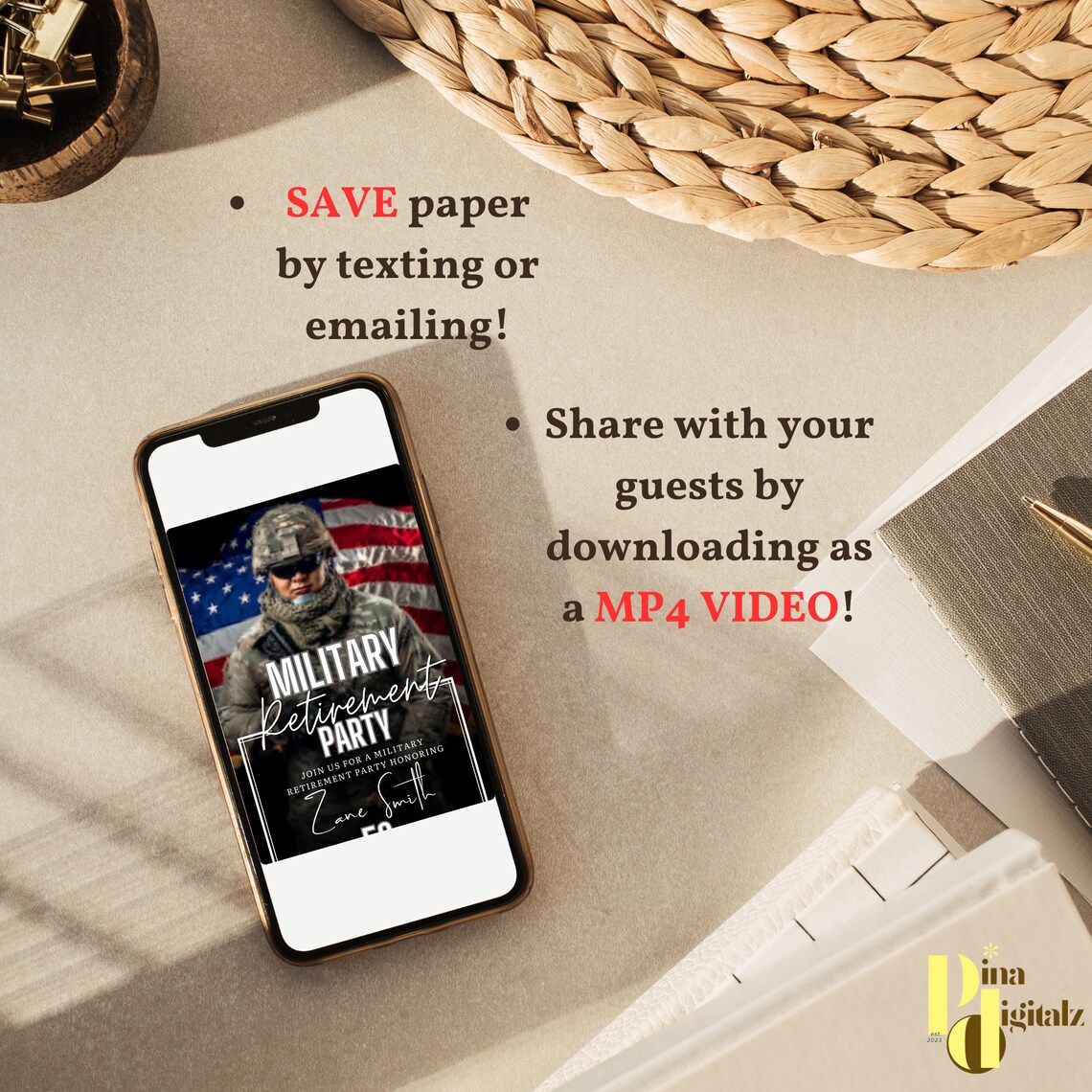 ANIMATED Modern Military Retirement Invitation Military Party ...