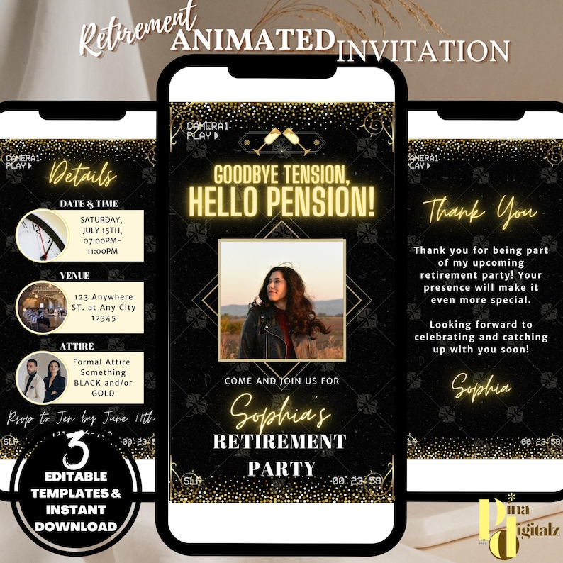 Funny Retirement Invitation Modern Animated Retirement Party Invite ...