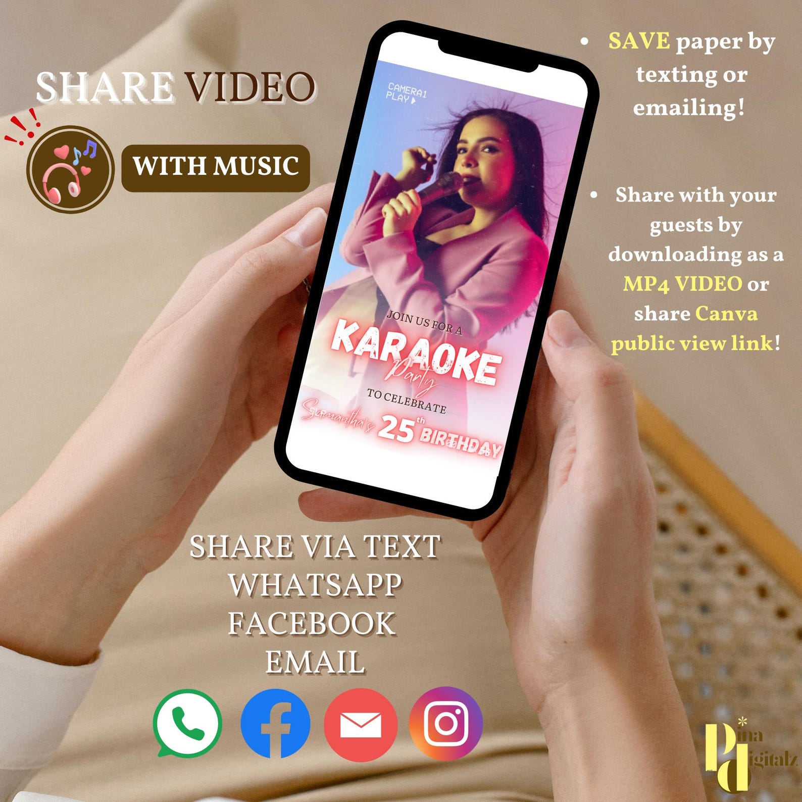 Karaoke Birthday Invitation, Music Party Invitation, Singing Party ...