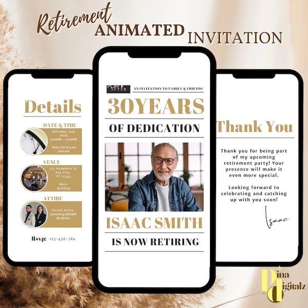 Retirement Animated Invitation - Etsy UK
