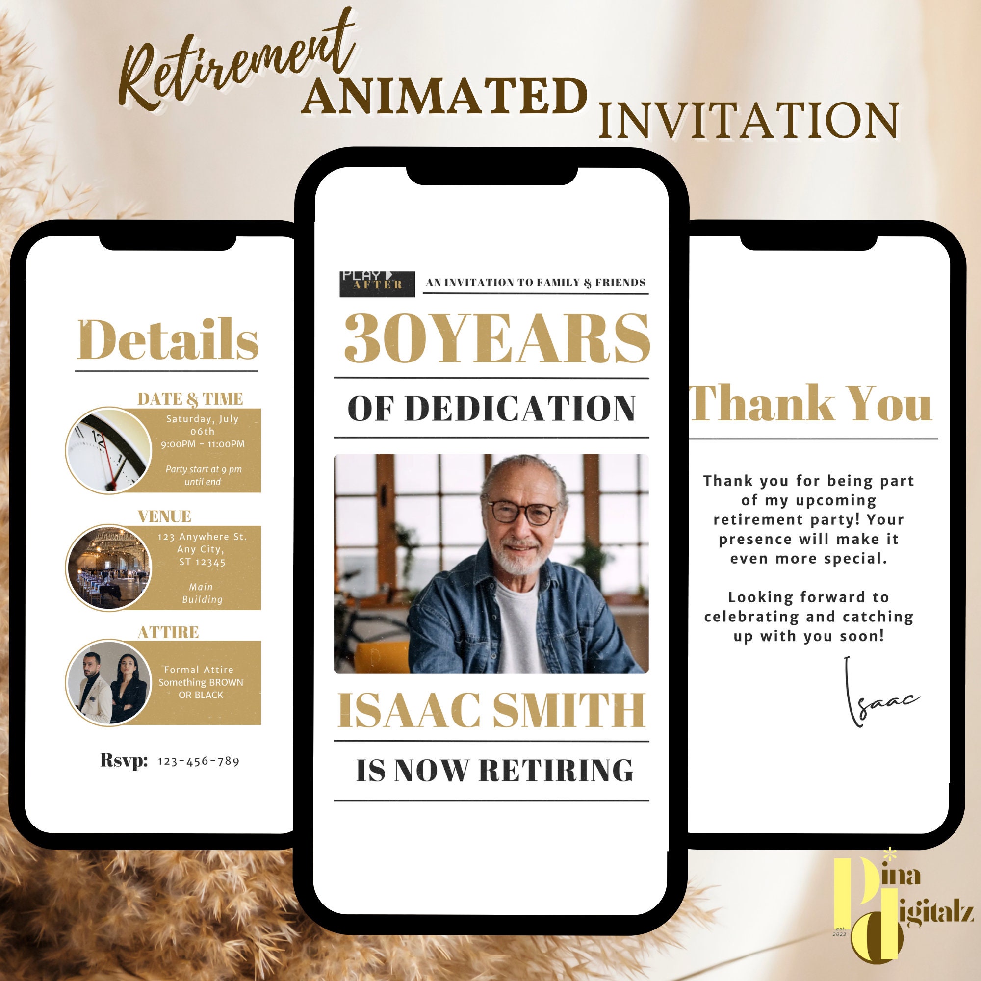 ANIMATED Modern Retirement Party Invitation Surprise Retirement ...