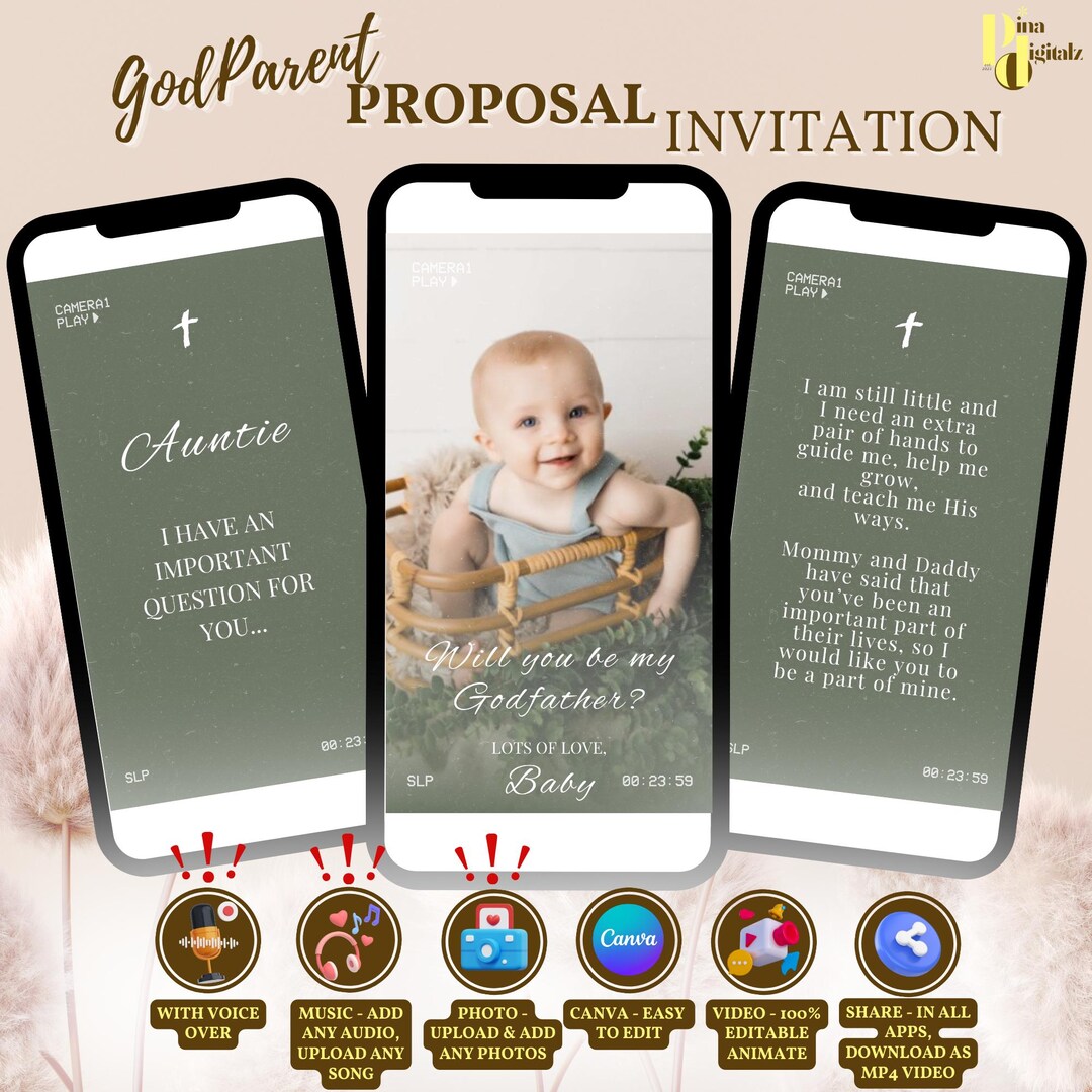 Classic Minimalist Modern Will You Be My Godparents Proposal Card ...