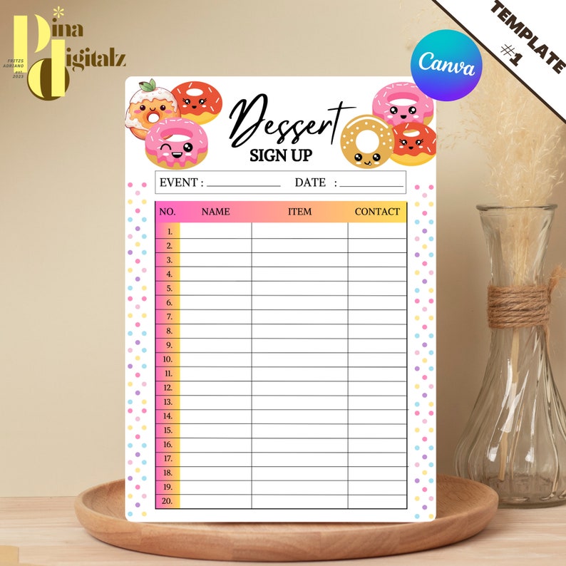 Editable Dessert Sign up Sheet Template Dessert Sheet Printable Dessert ...