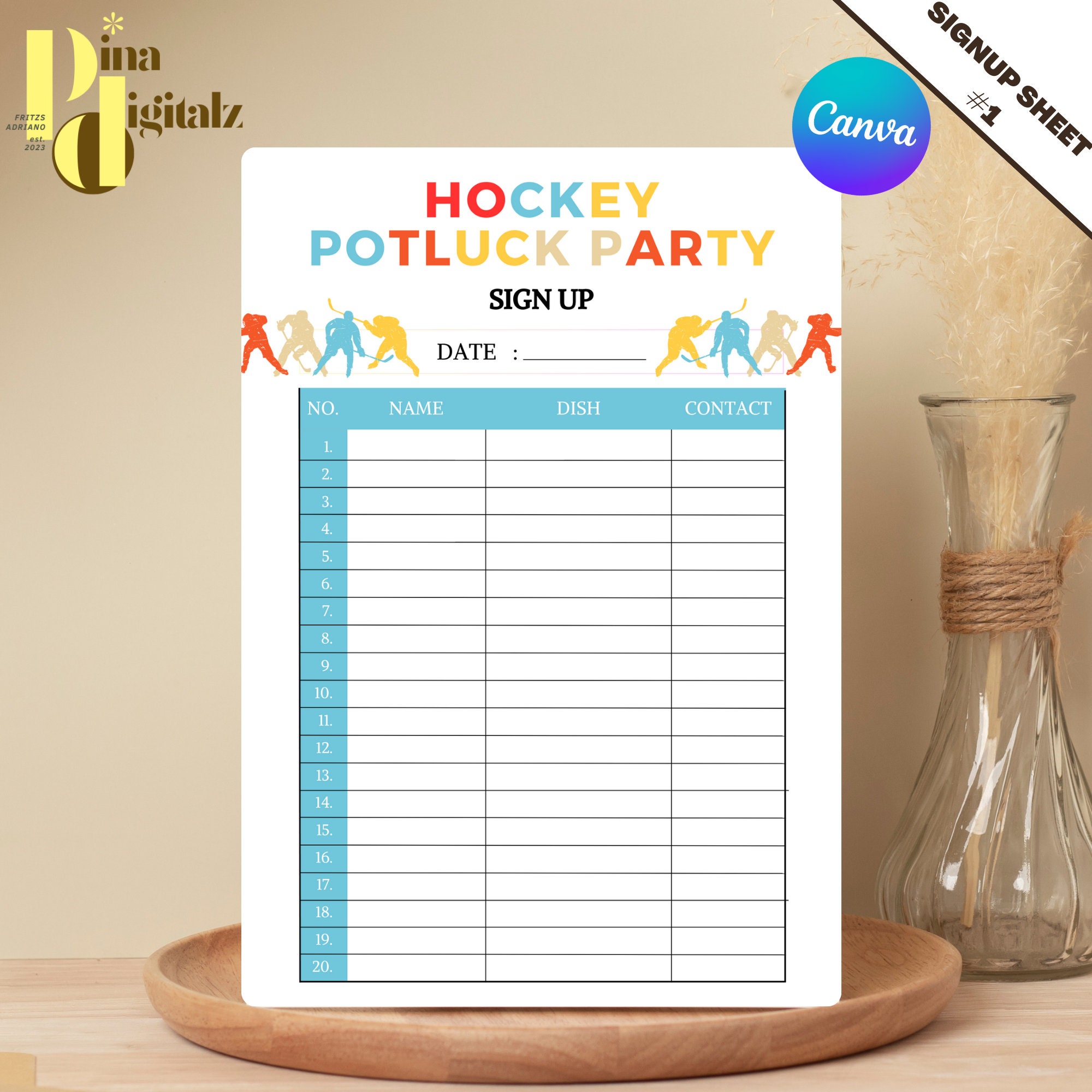 EDITABLE Hockey Potluck Invitation Hockey Potluck Invite Sports Potluck ...