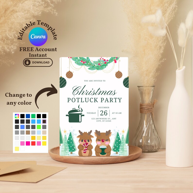 Christmas Potluck I Thanksgiving Potluck Invite I Potluck Invitation I ...