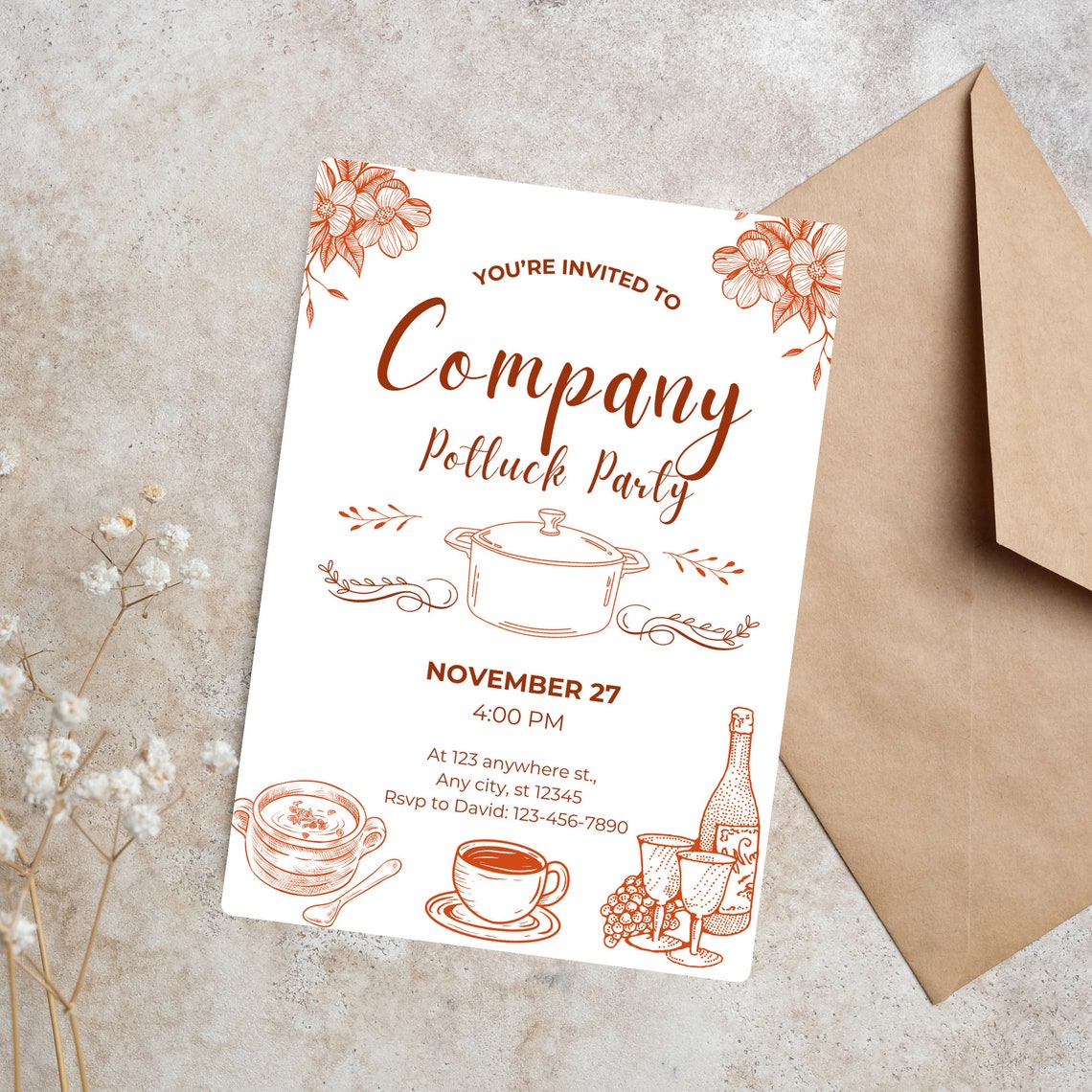 Company Potluck Invitation for Potluck Invite Party for - Etsy
