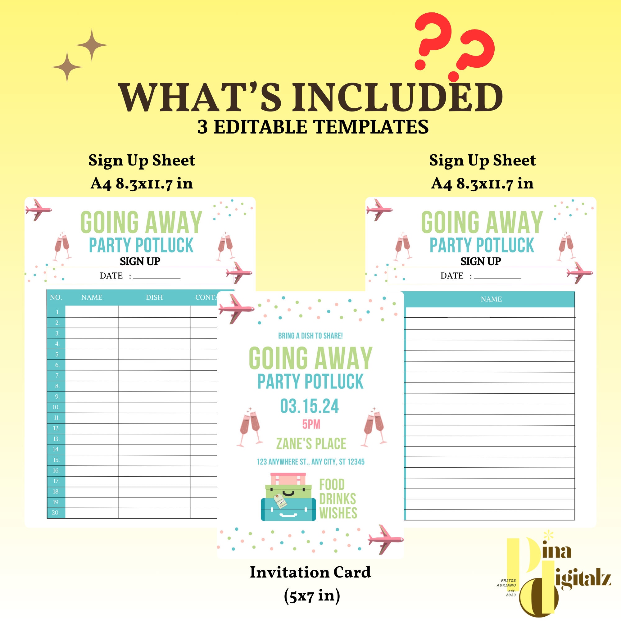 EDITABLE Going Away Party Invitation Potluck Invite Moving Out of State ...