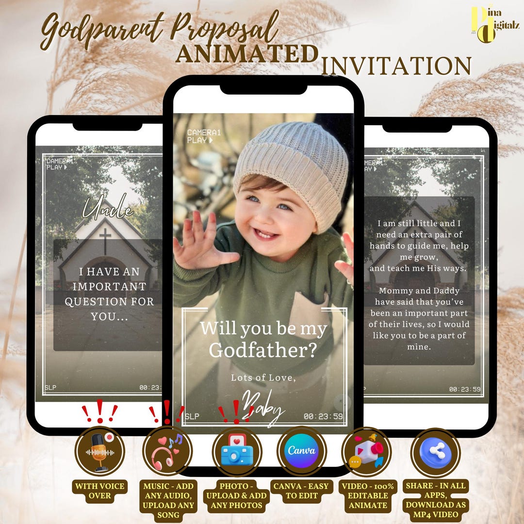 Will You Be My Godparents Proposal Canva Template, Editable Godmother ...