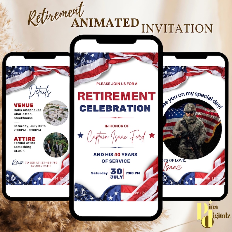 Modern Military Retirement Invitation Military Party Invitations Army ...