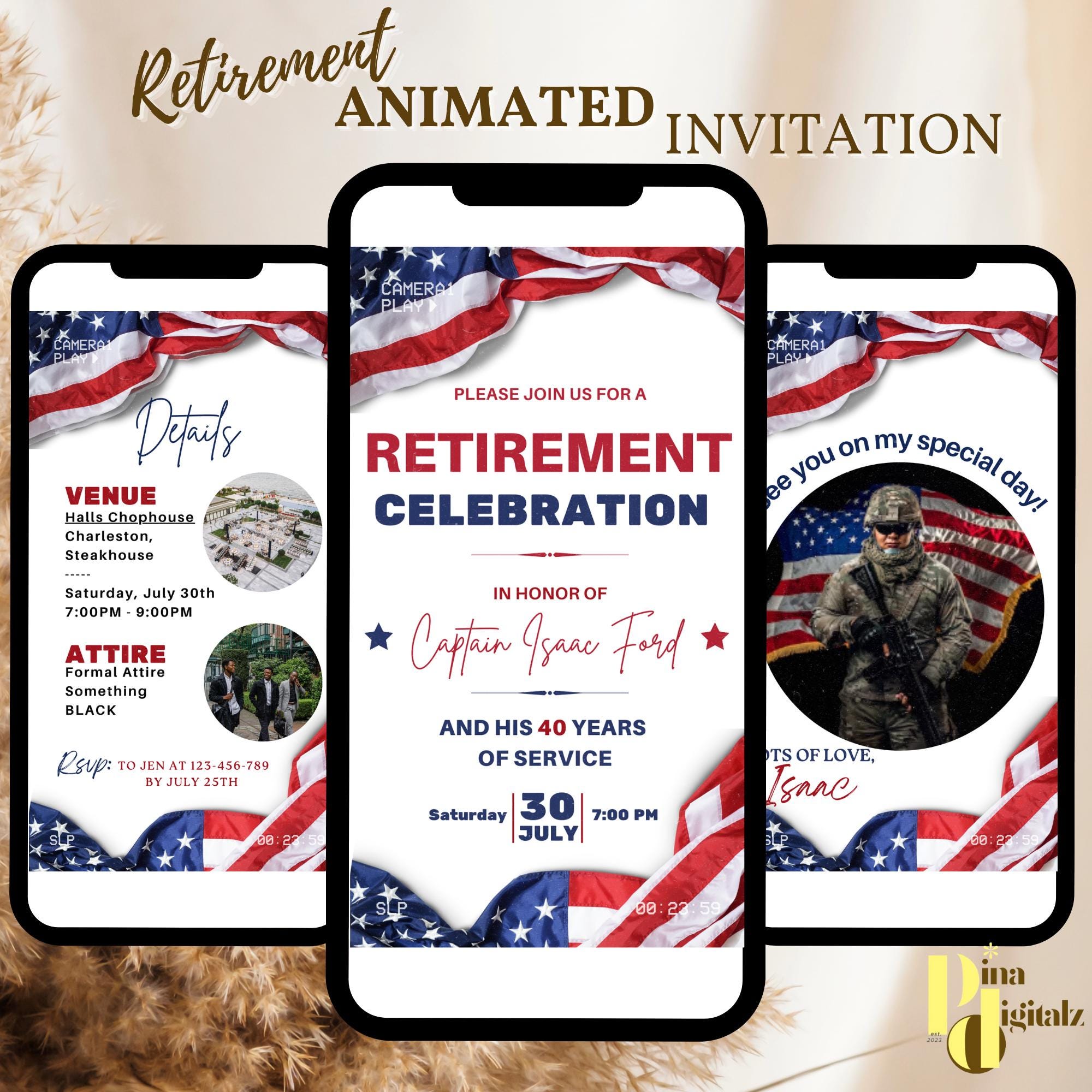 Modern Military Retirement Invitation Military Party Invitations Army ...