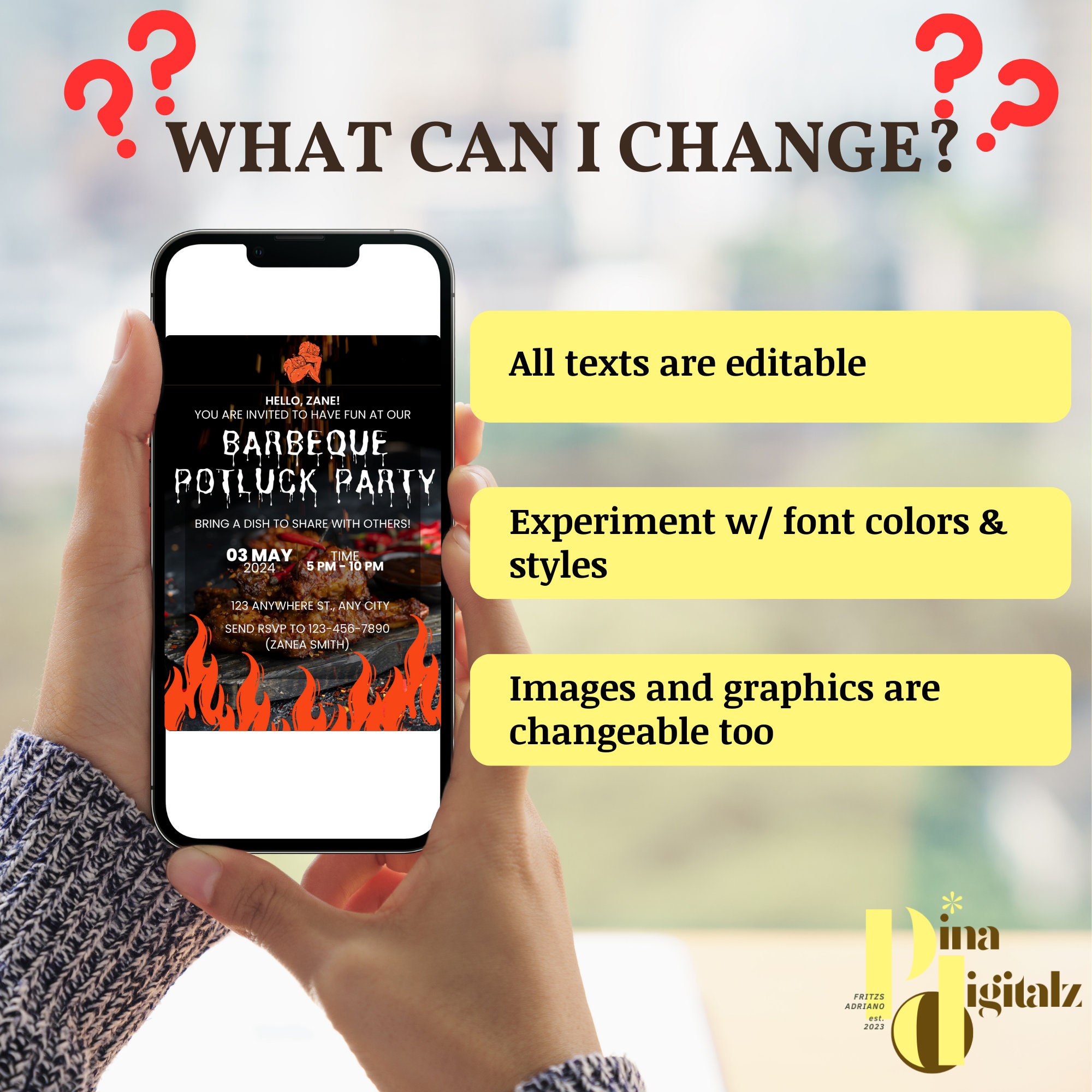 EDITABLE Summer BBQ Potluck Invitation Backyard BBQ Invitation Template ...