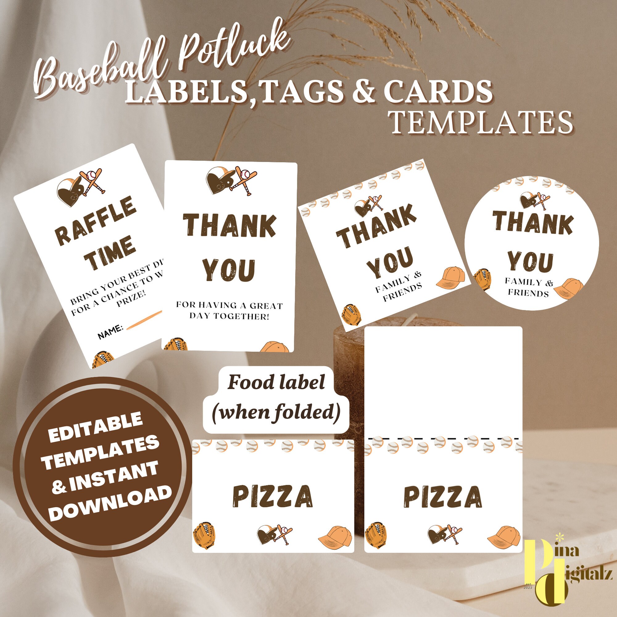 INSTANT DOWNLOAD Baseball Potluck Labels & Tags Baseball Potluck Invite ...