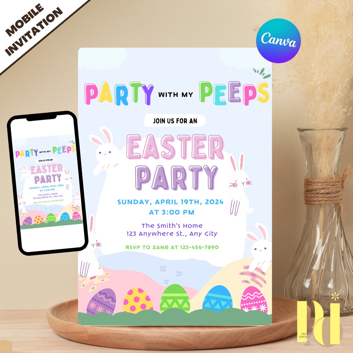 Editable Easter Invite Party With My Peeps, Easter Egg Hunt Invitation ...