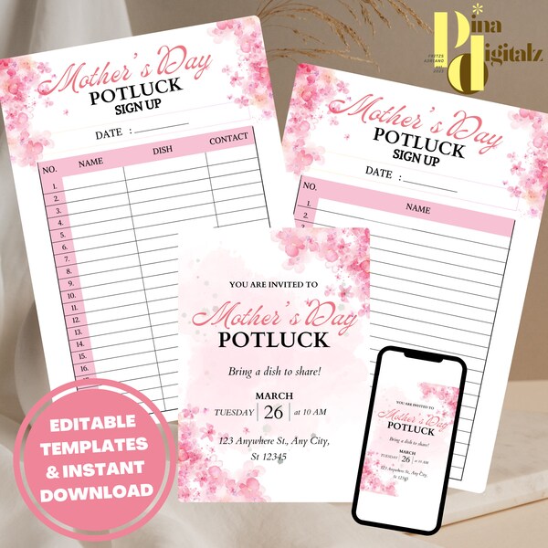 EDITABLE Pre School Potluck Invitation Pre School Party Potluck Invite ...