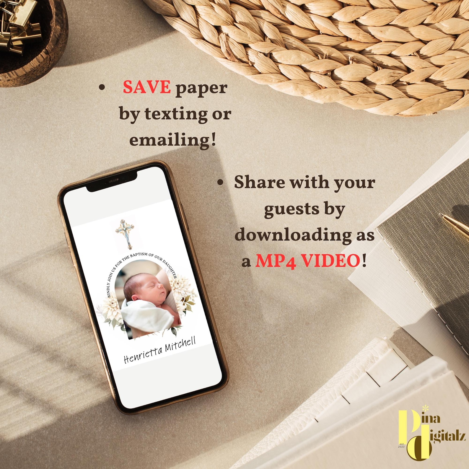 Baptism Invitation Template Modern Baptism Invite Minimal Baptism ...