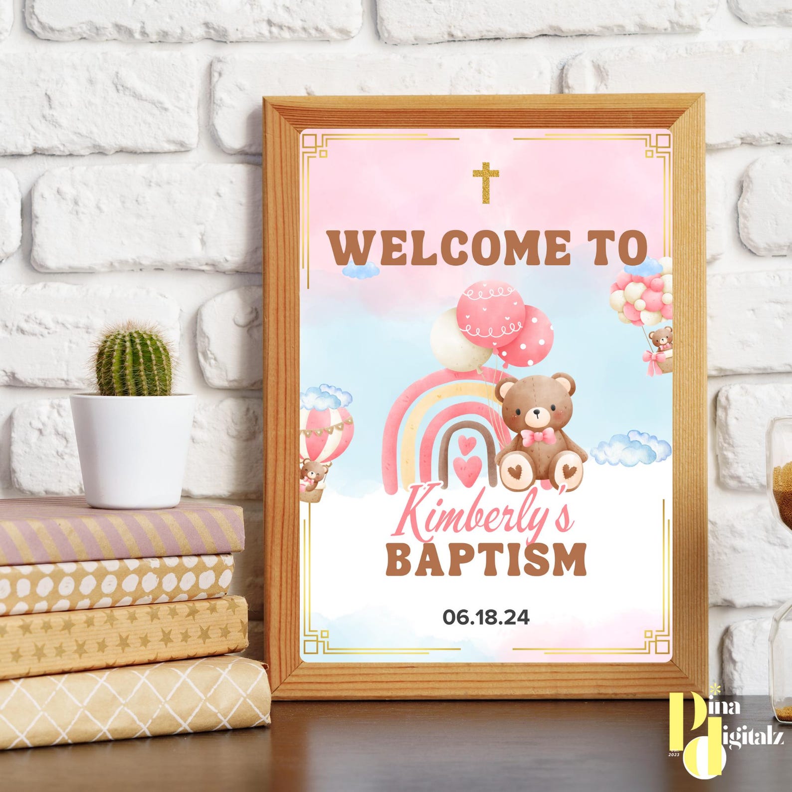 Digital Christening Welcome Sign Baby Girl Baptism Editable Baptism ...