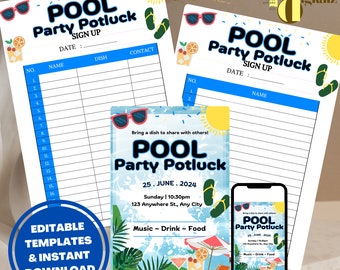 EDITABLE Pre School Potluck Invitation Pre School Party Potluck Invite ...