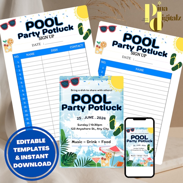 Pool Party Invitation - Etsy