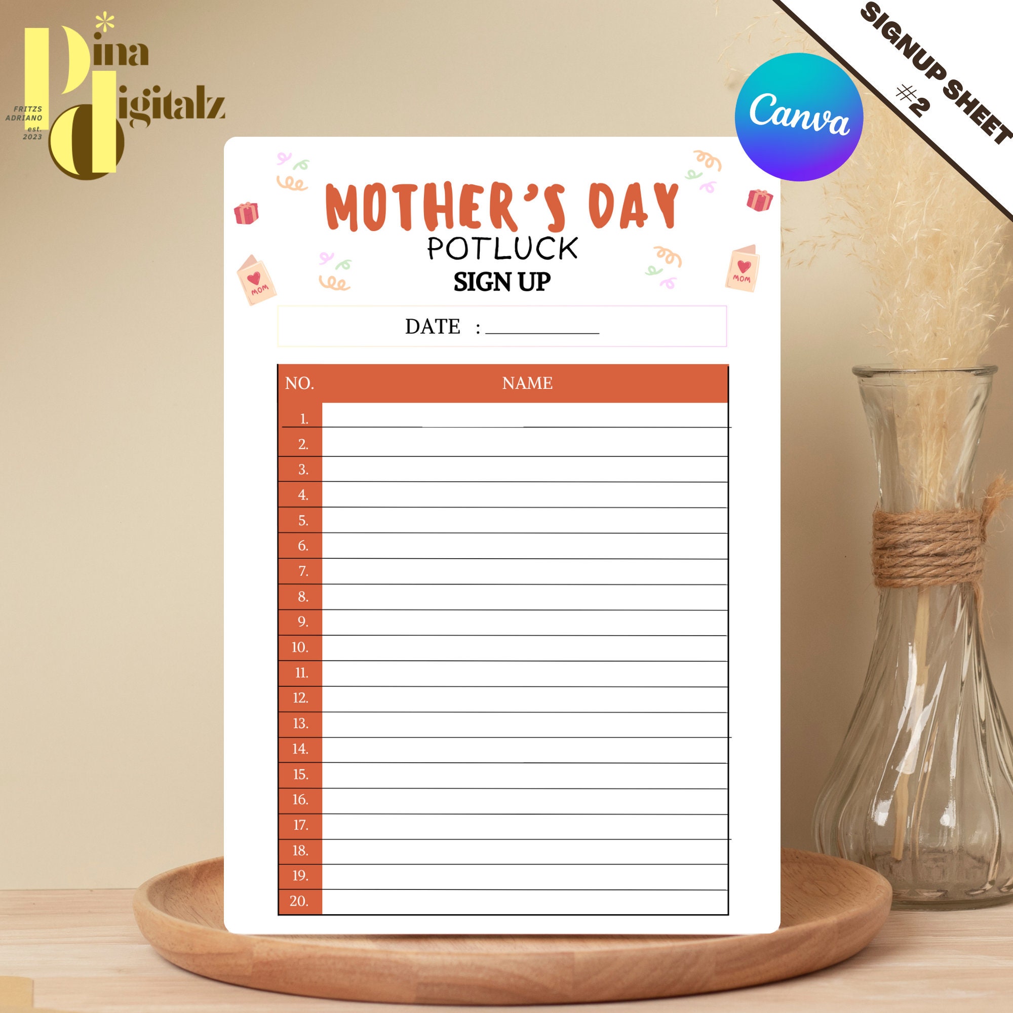 EDITABLE Mothers Day Potluck Invitation Mothers Day Potluck Invite ...