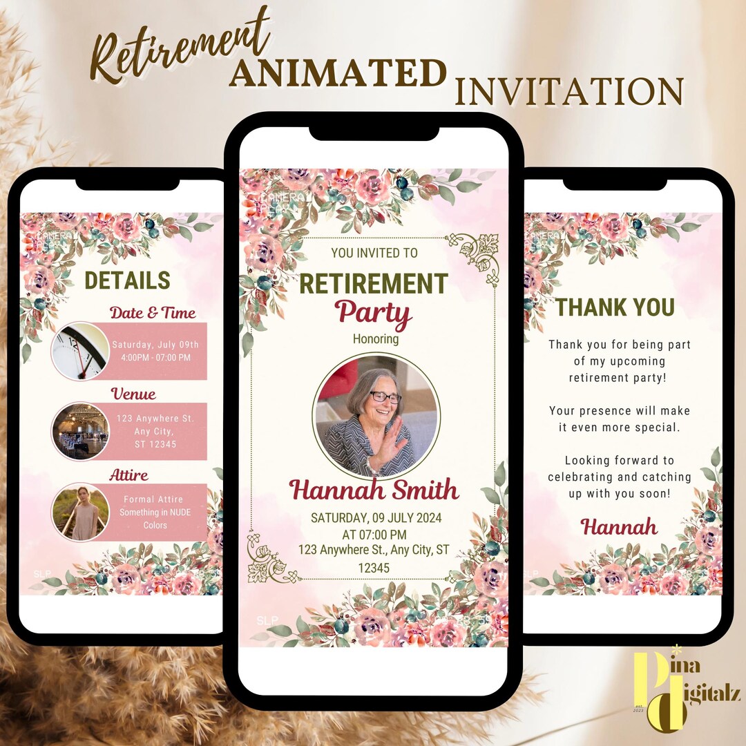 ANIMATED Modern Retirement Party Invitation Surprise Retirement ...