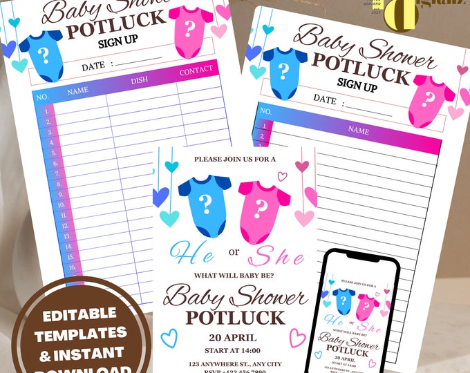 Potluck Sign up Sheet Baby Shower Potluck Sign up Sheet Baby Shower ...