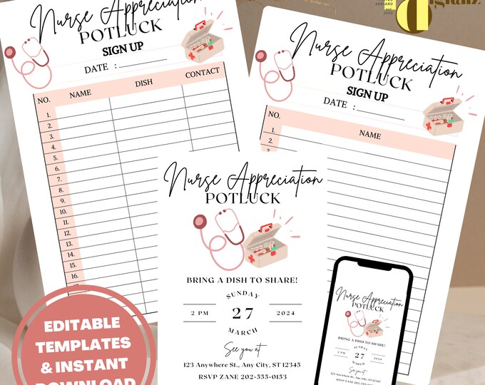 Nurse Potluck Sign up Sheet Nurse Sign up Sheet Nurse Potluck Sheet ...