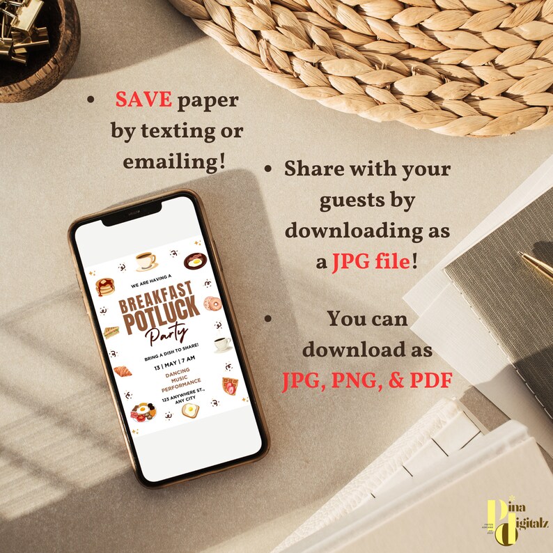 EDITABLE Breakfast Potluck Invitation Breakfast Potluck Invite Good ...