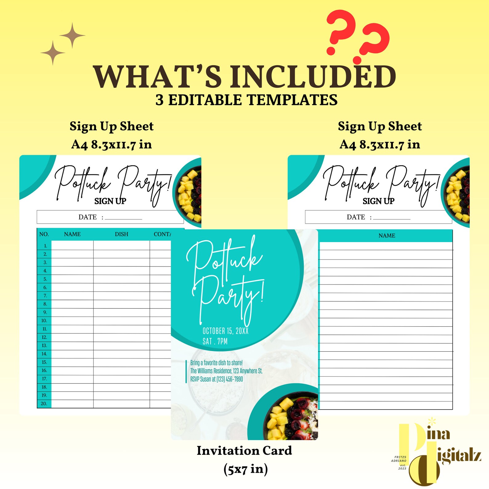 EDITABLE Potluck Party Thanksgiving Potluck Invite Friendsgiving ...