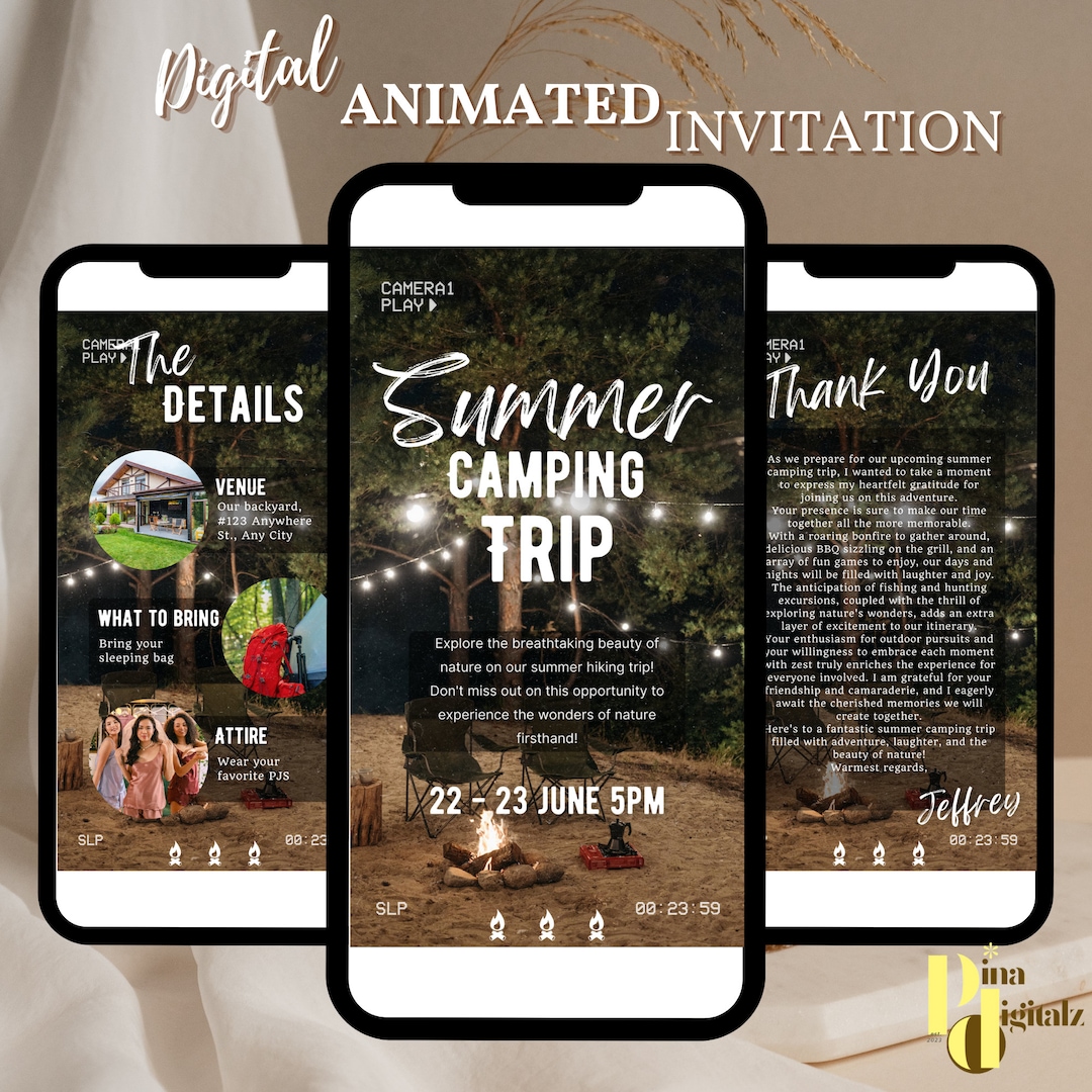 Camping Birthday Invitation Template Camping Party Invitation Camp Out ...