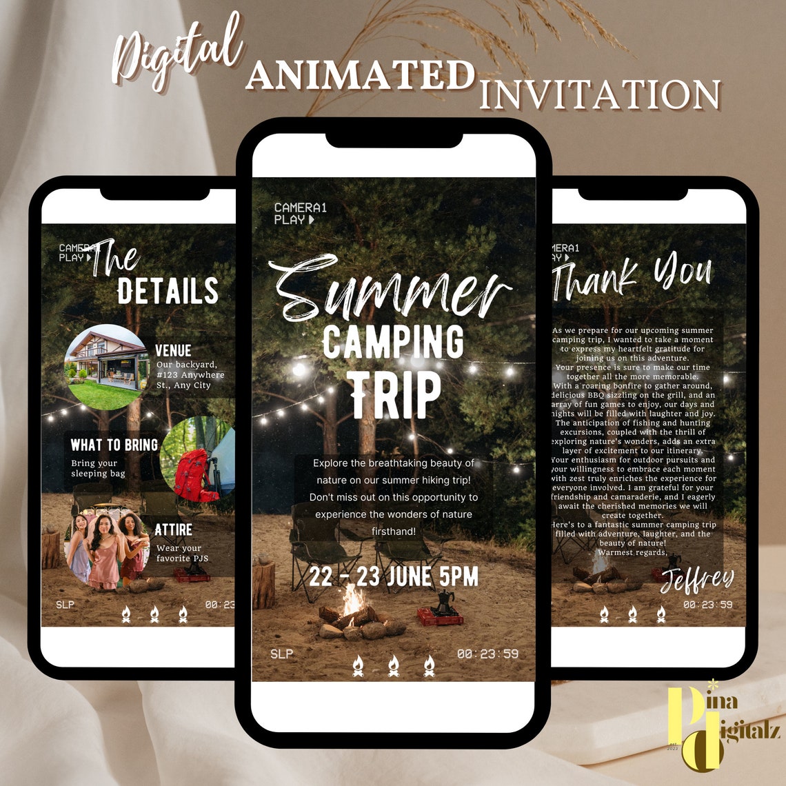 Camping Birthday Invitation Template Camping Party Invitation Camp Out ...