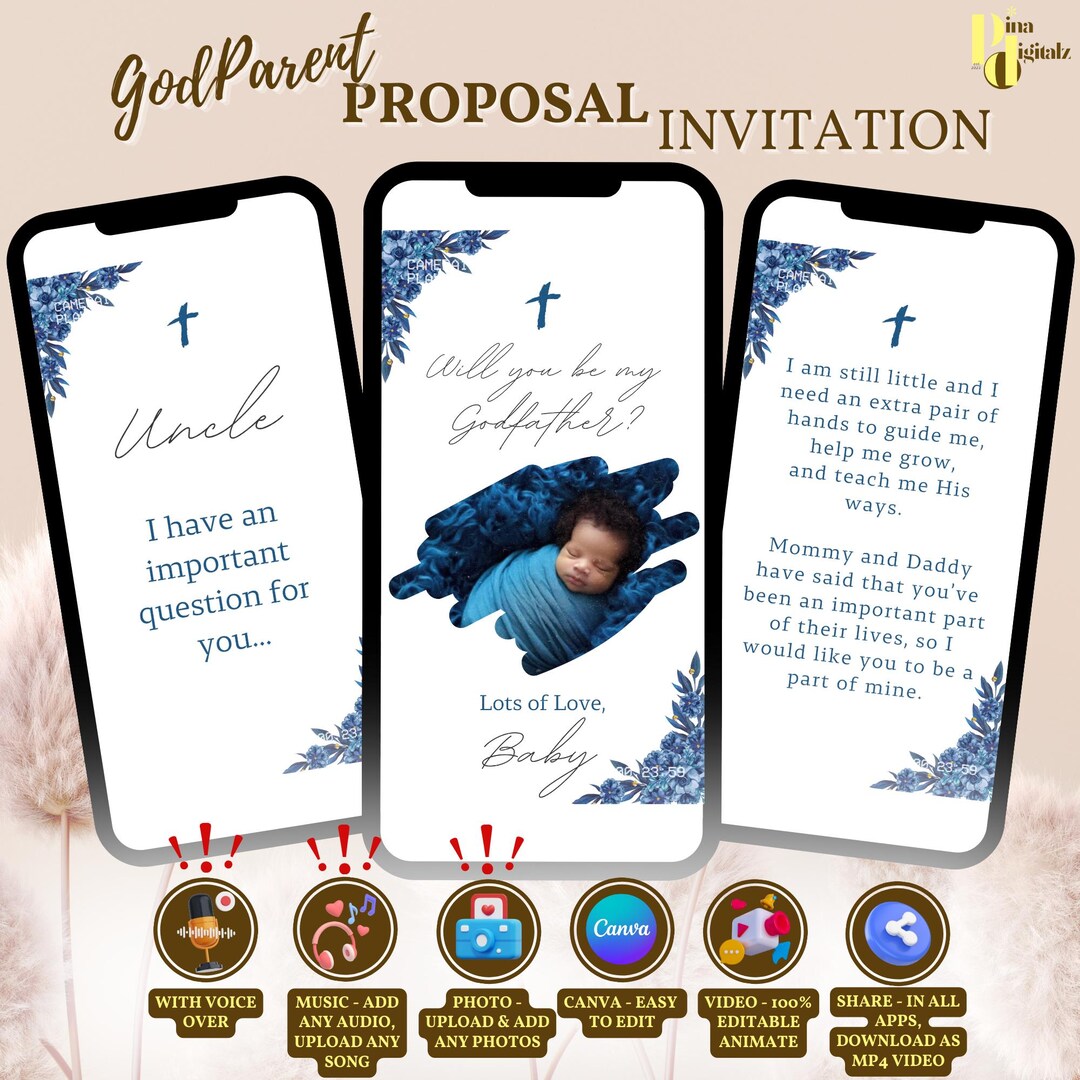Will You Be My Godmother Proposal Invitation Video Godparent Proposal ...