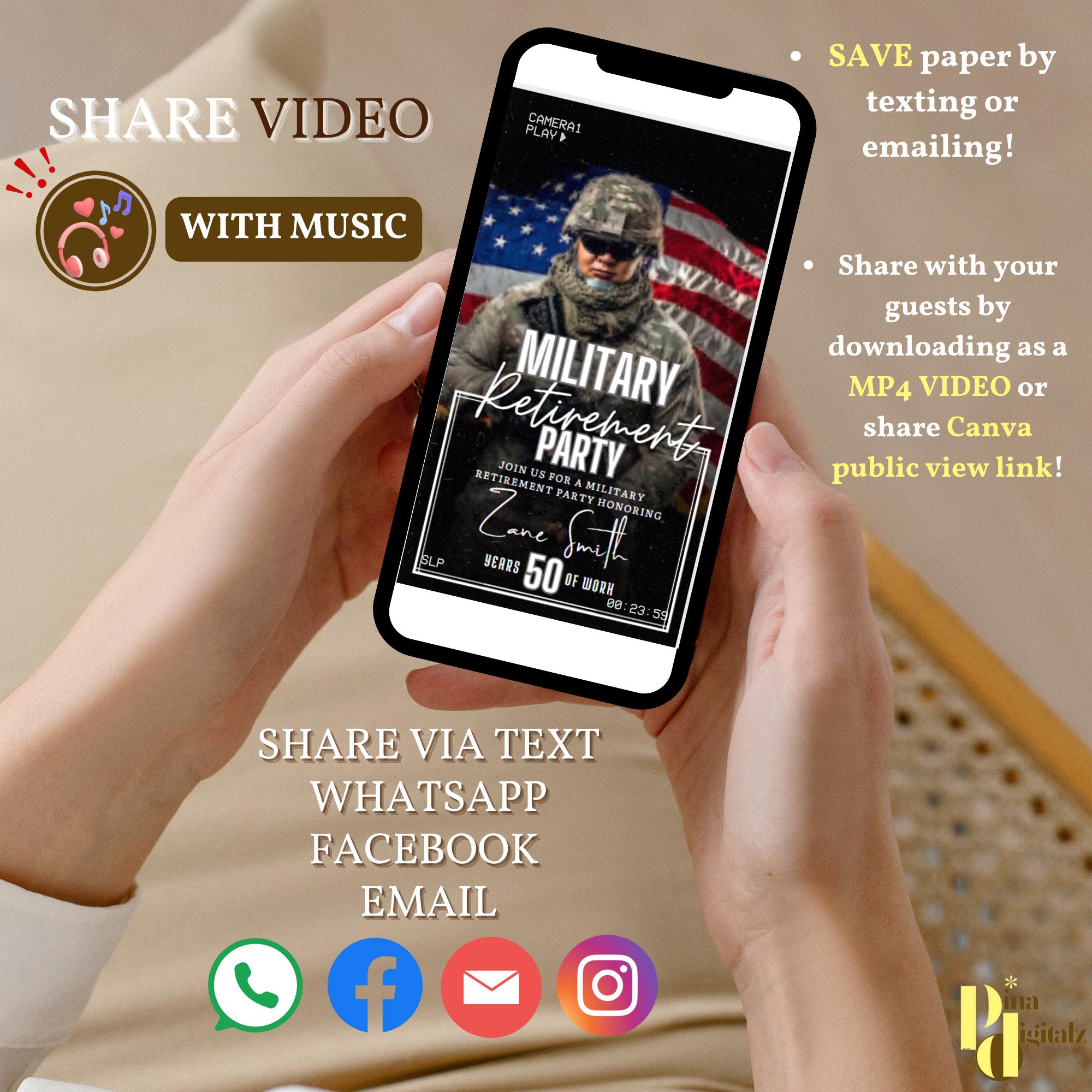 ANIMATED Modern Military Retirement Invitation Military Party ...