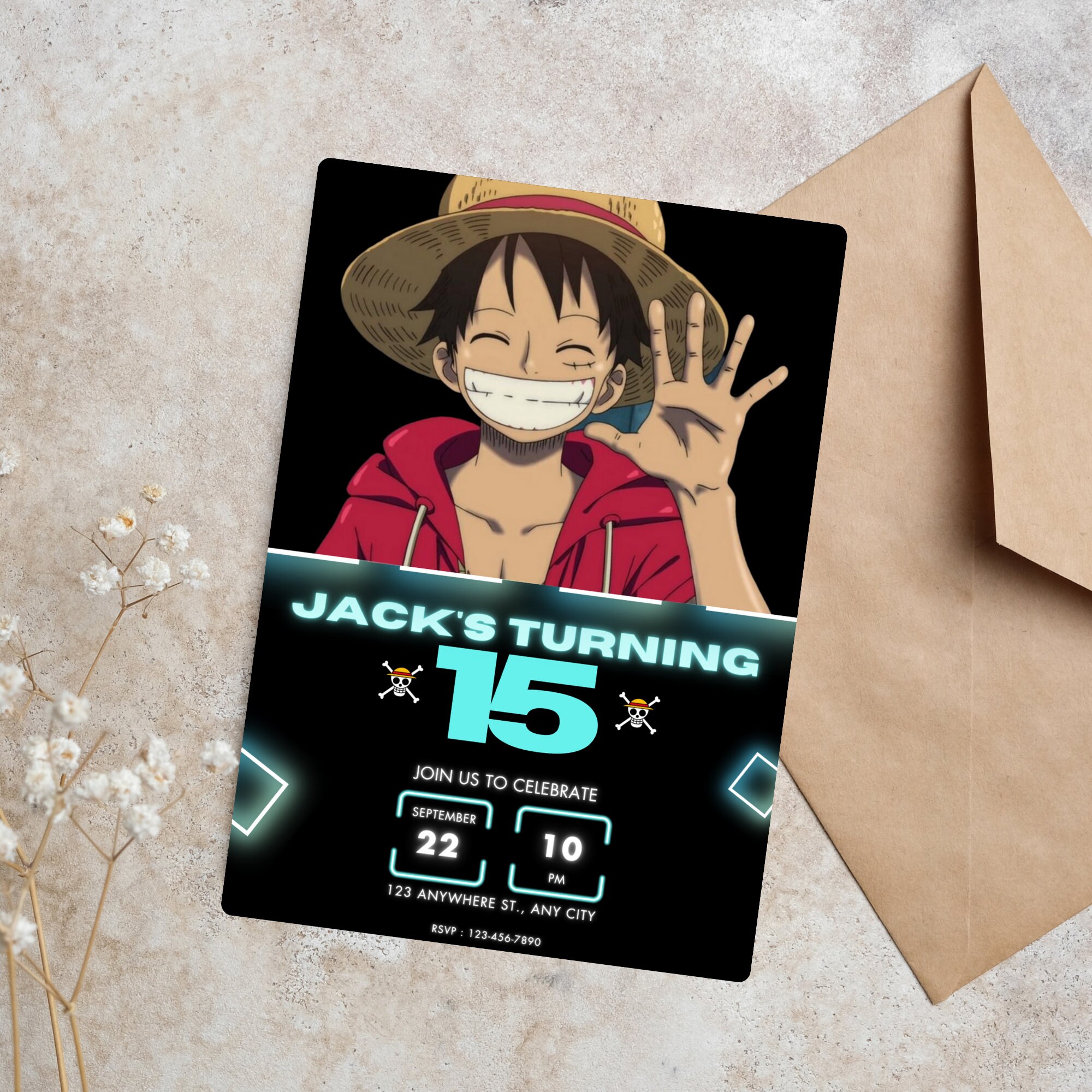 ONE PIECE LUFFY Invite One Piece Invitation for One Piece - Etsy