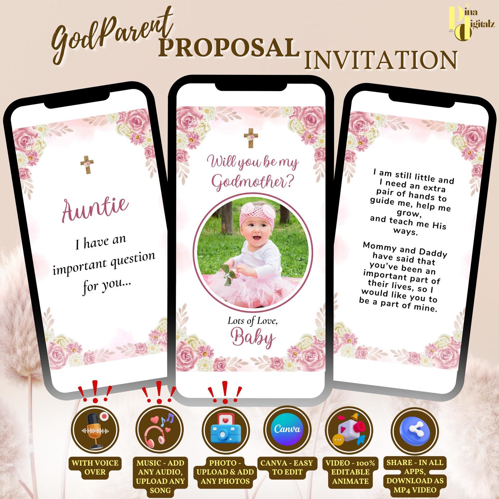 Minimalist Modern Will You Be My Godparents Proposal Card, Godparent ...
