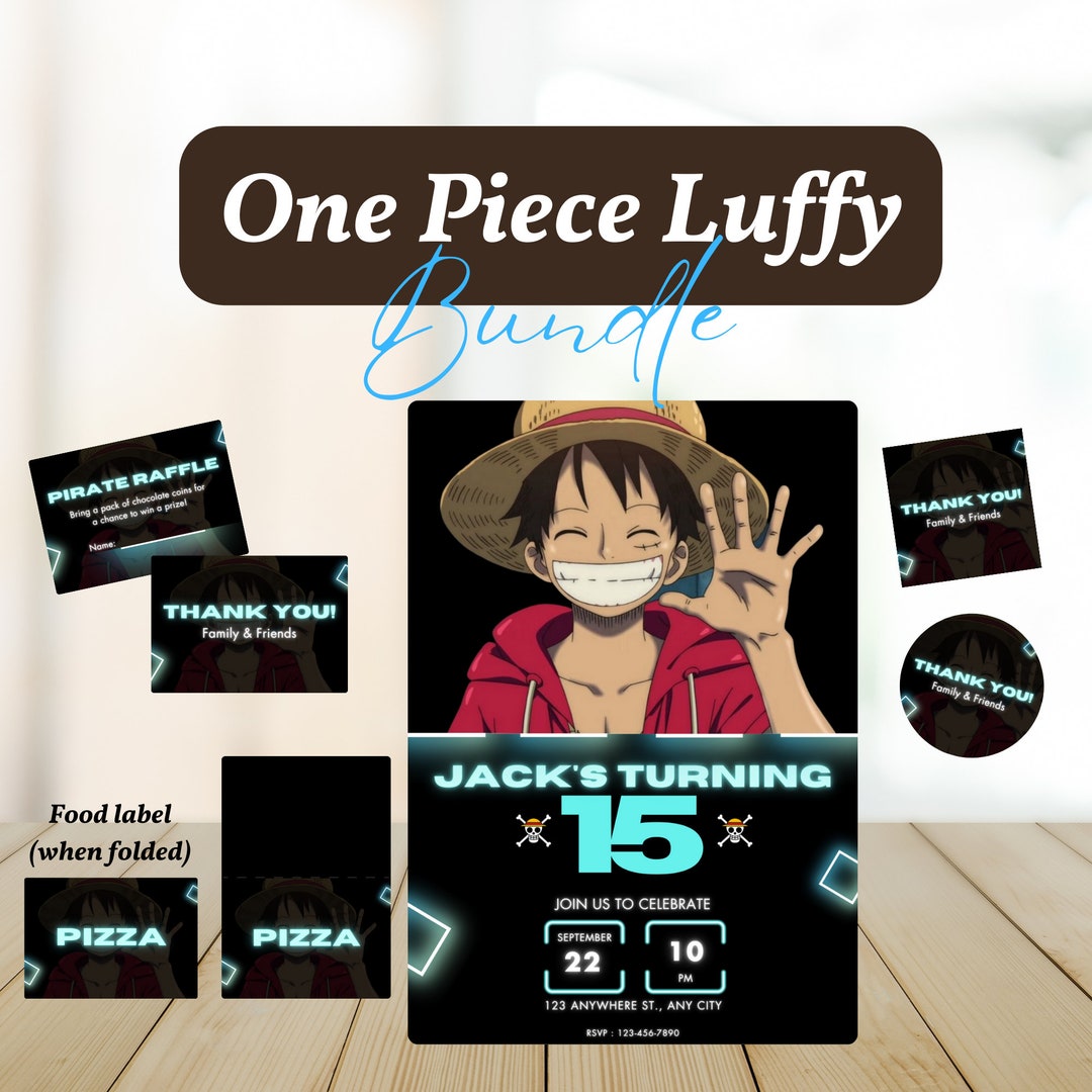 ONE PIECE LUFFY Invite One Piece Invitation for One Piece Birthday ...