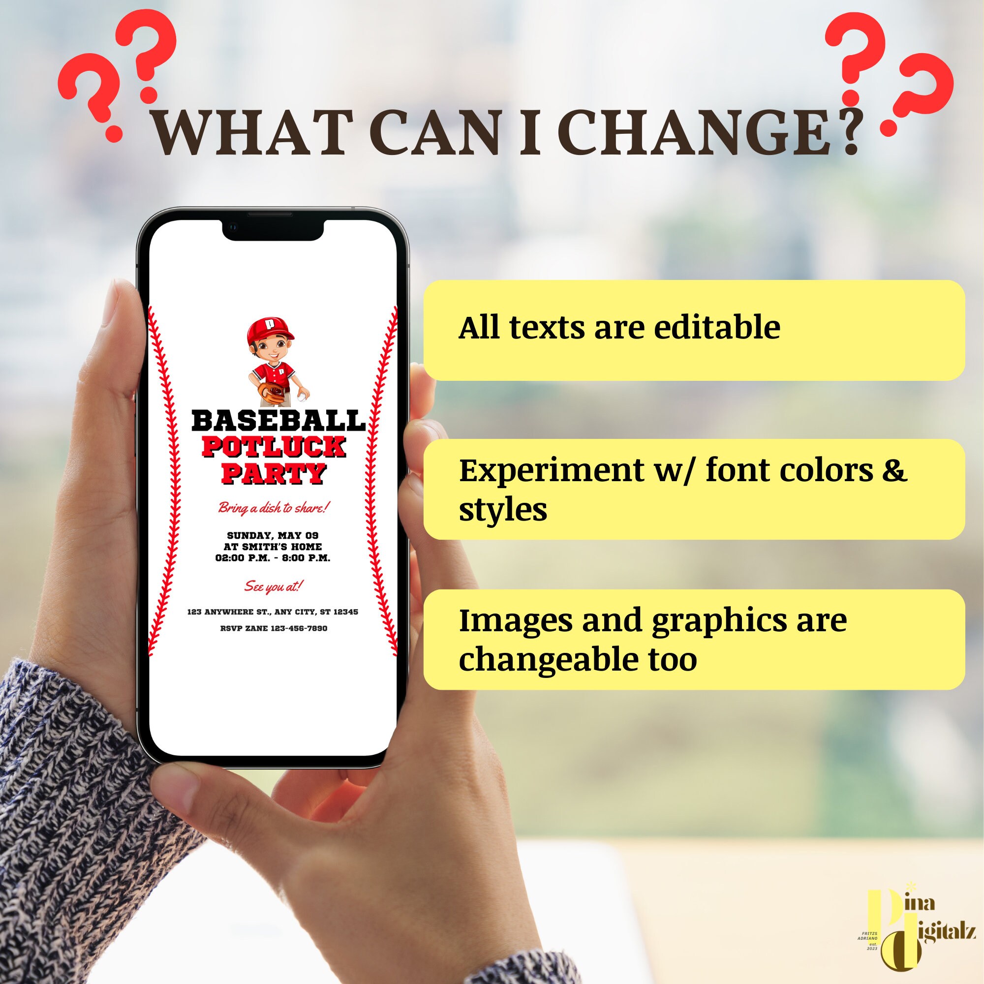 EDITABLE Baseball Potluck Invitation Baseball Potluck Invite Potluck ...