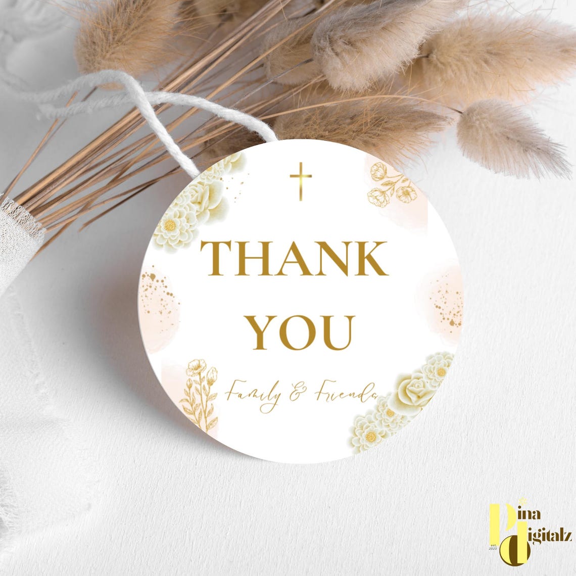 Christening Digital Favor Tags Girl Baptism Christening Thank You Tag ...