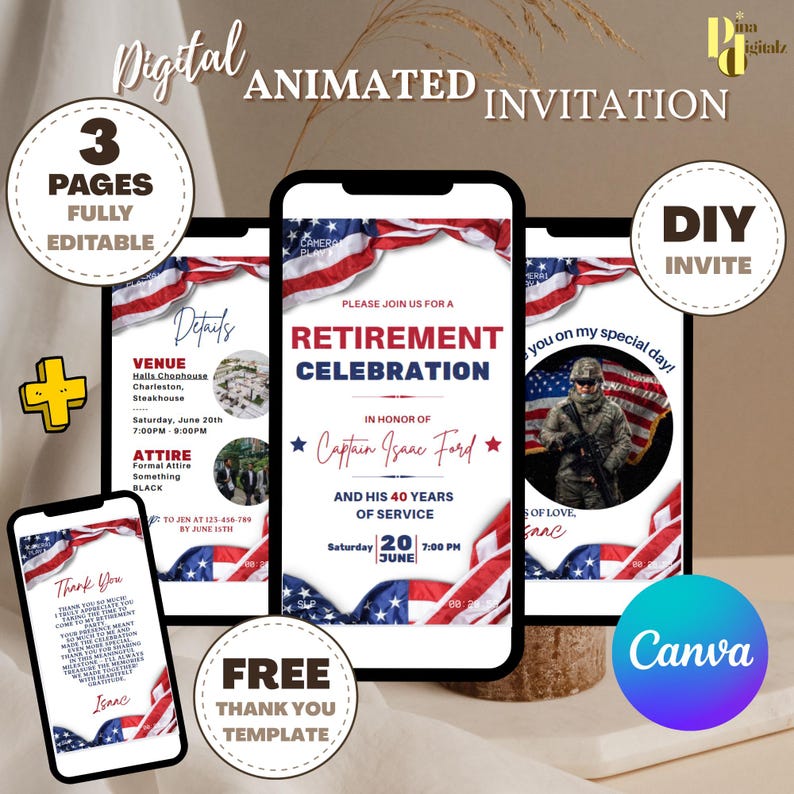 Modern Military Retirement Invitation Military Party Invitations Army ...