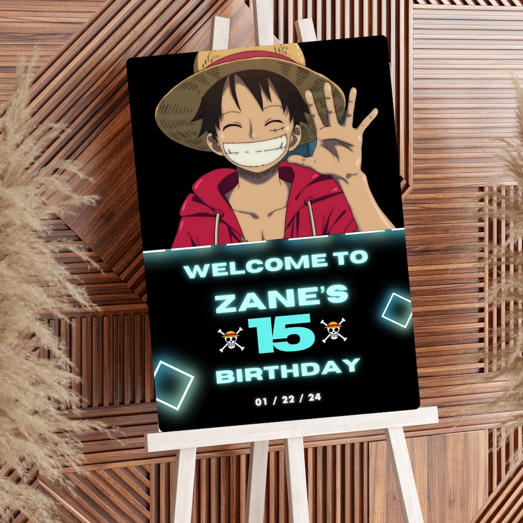 One Piece Anime Welcome Sign Template Editable Birthday Welcome Sign ...