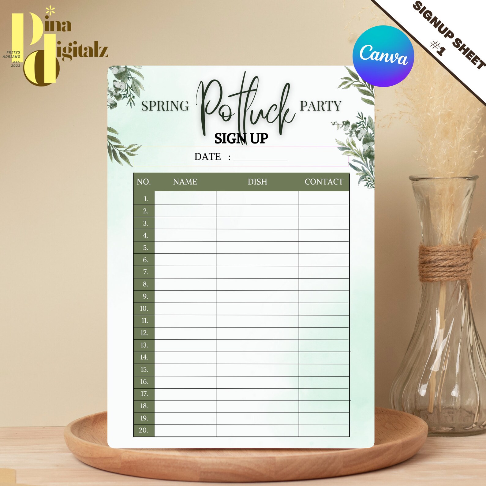 EDITABLE Spring Invitation Template Spring Invitation Digital Potluck ...