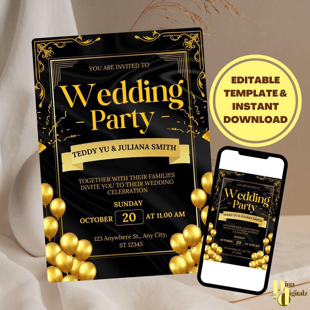 EDITABLE Great Gatsby Wedding Invitation Gatsby Invite Card Template ...