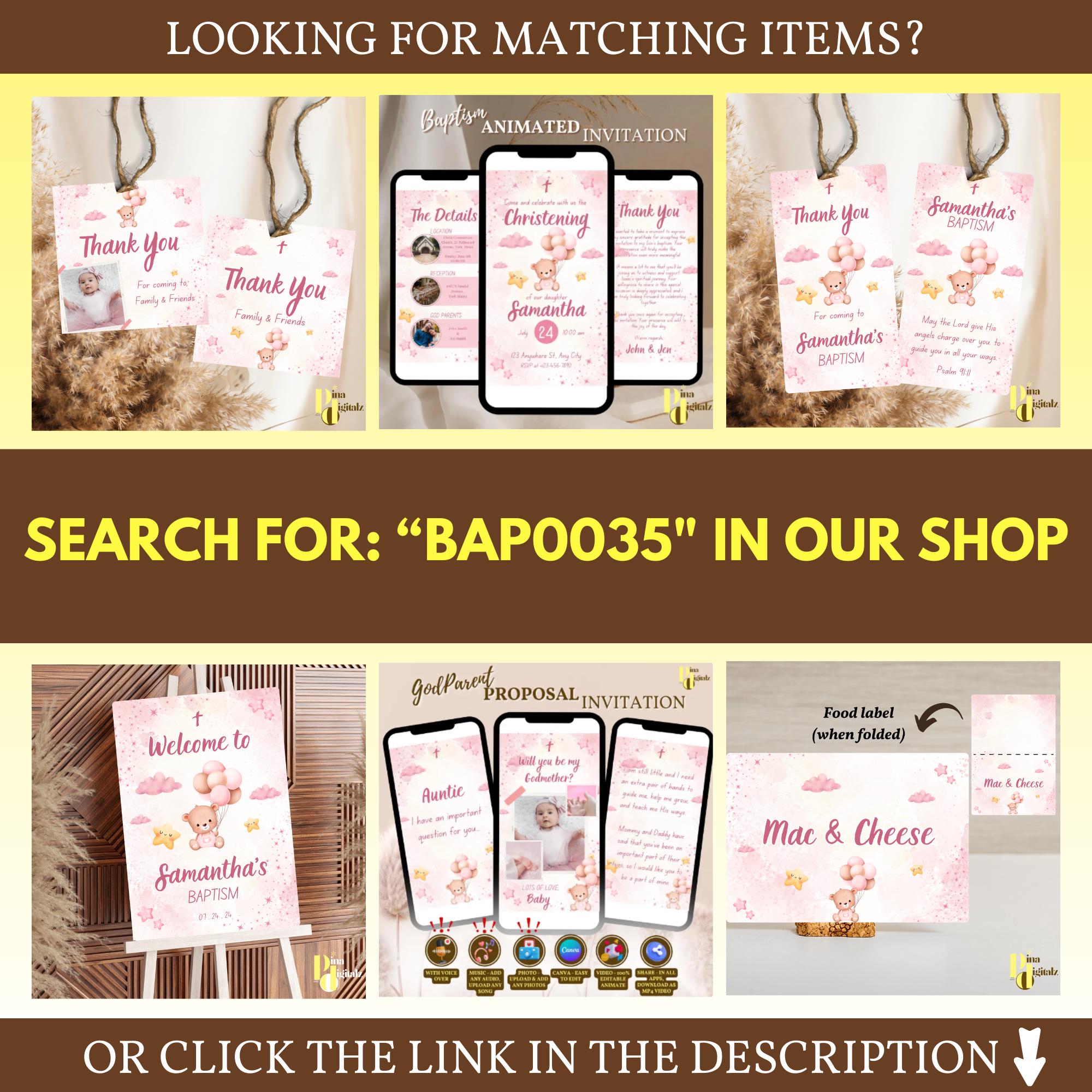 Baptism Digital Food Label Template Blush Pink Baptism Digital Tent ...