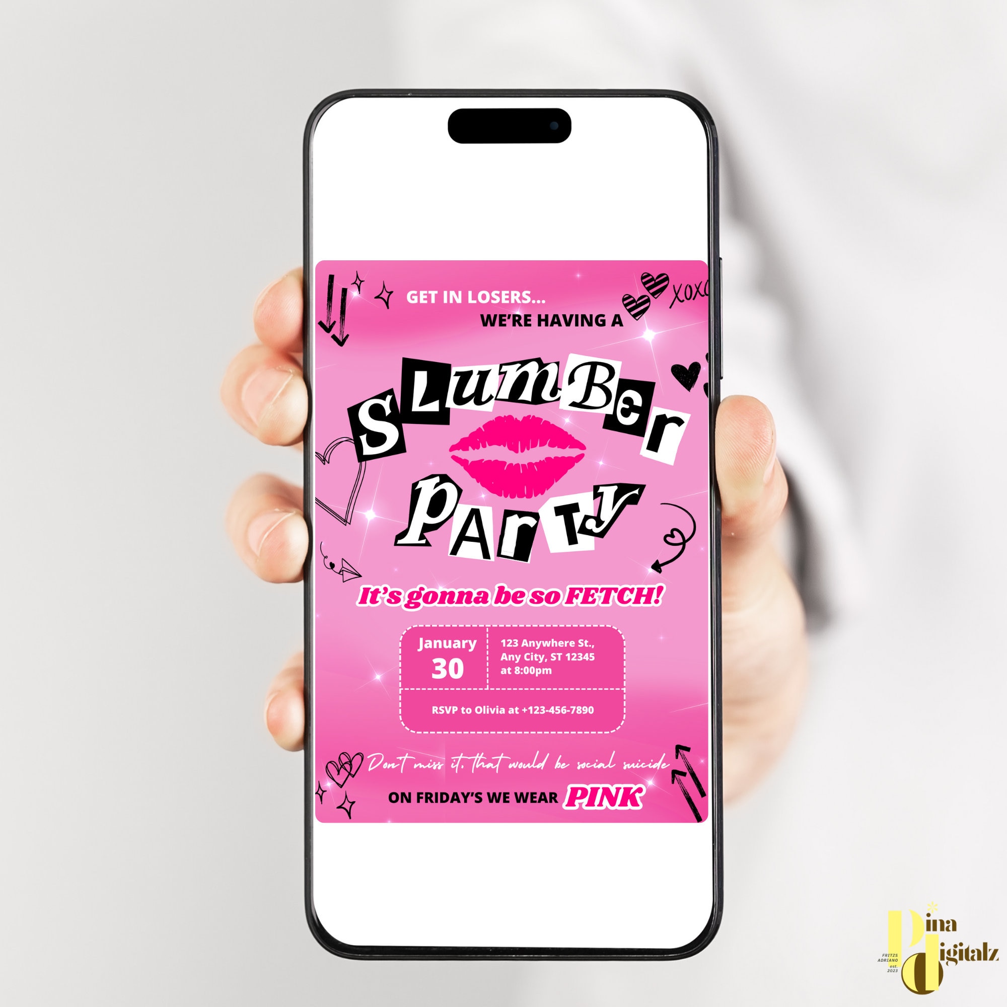 Mean Girls Inspired Digital Invitation Instant Download Sleepover Girl ...