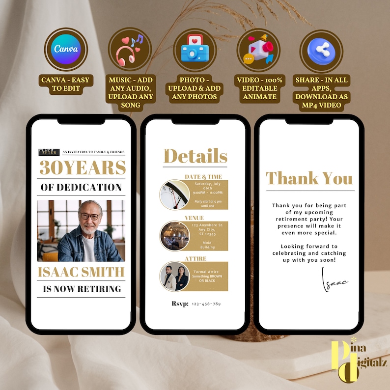 ANIMATED Modern Retirement Party Invitation Surprise Retirement ...