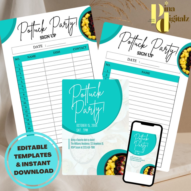 EDITABLE Potluck Party Thanksgiving Potluck Invite Friendsgiving ...