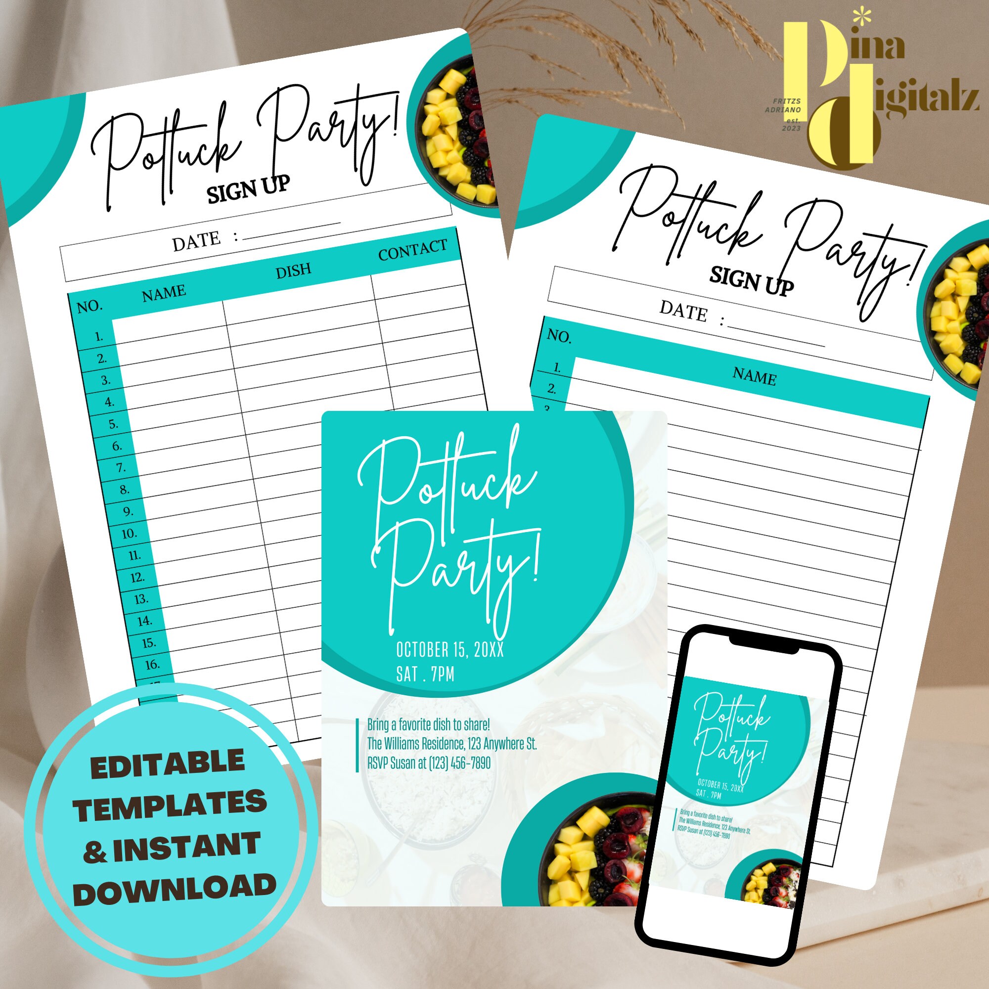 EDITABLE Potluck Party Thanksgiving Potluck Invite Friendsgiving ...