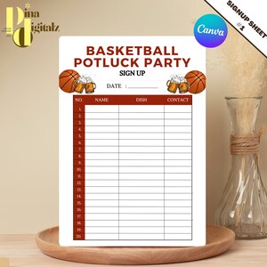 EDITABLE Basketball Potluck Invitation Basketball Potluck Invite Sign ...