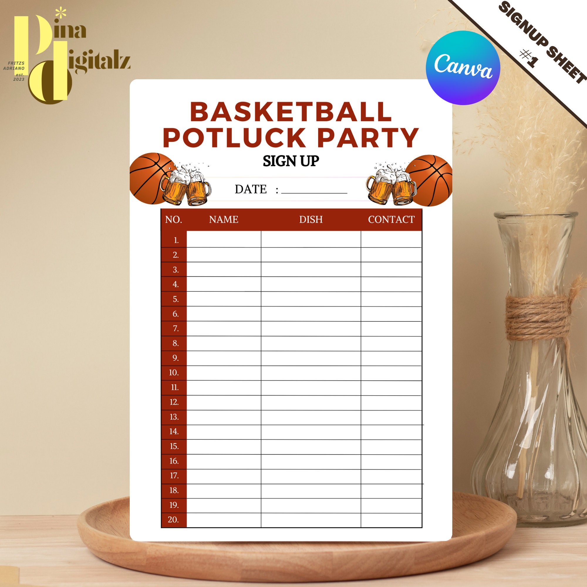 EDITABLE Basketball Potluck Invitation Basketball Potluck Invite Sign ...