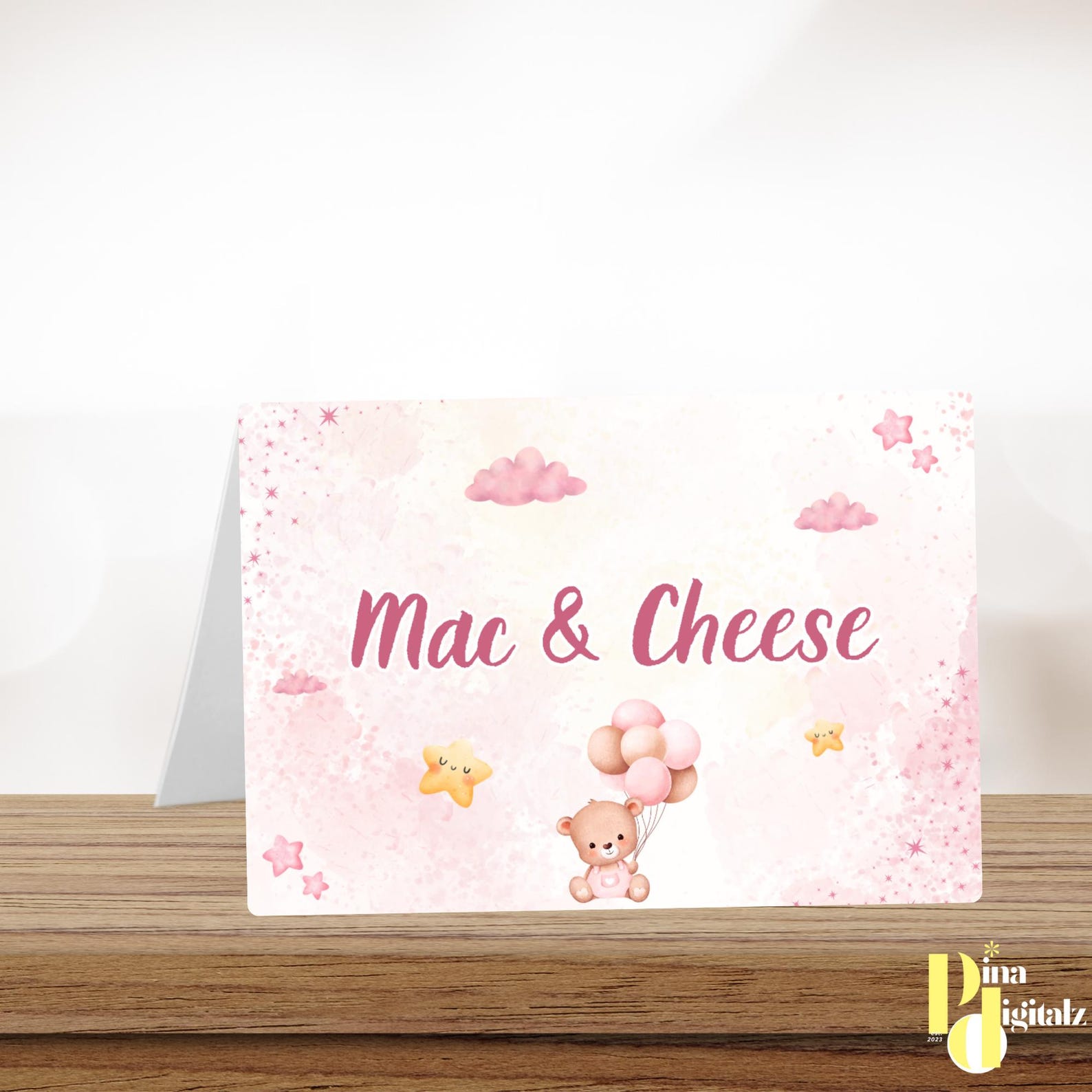 Baptism Digital Food Label Template Blush Pink Baptism Digital Tent ...