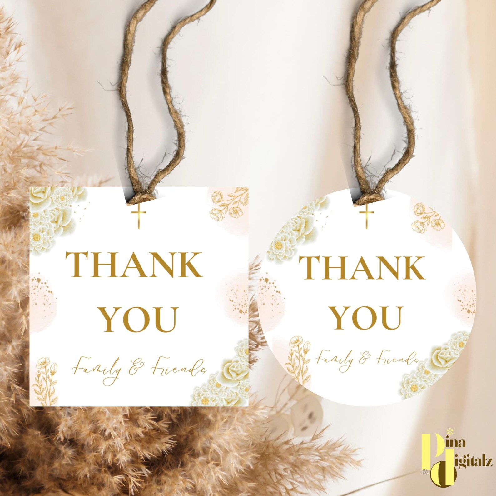 Christening Digital Favor Tags Girl Baptism Christening Thank You Tag ...
